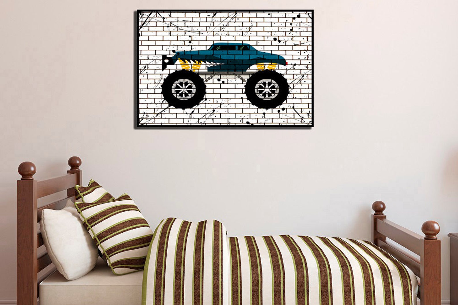 Monster Truck Poster Blue Car Monster Truck Art Toddler Decor Play Room ...