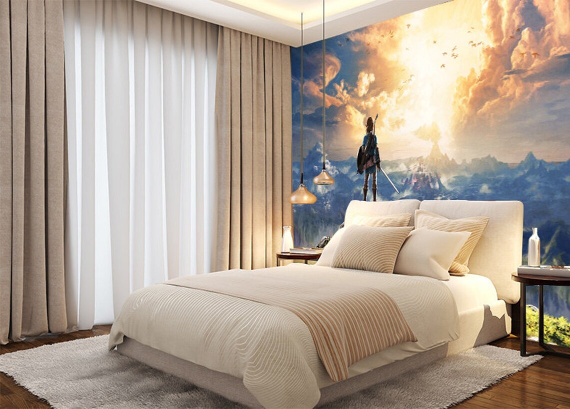 Zelda Wallpaper Zelda Mural Vinyl Wallpaper Legend of Zelda Wall Mural ...