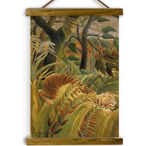 Tiger in a Tropical Storm Pounce on Its Prey Jungle Painting by Henri ...