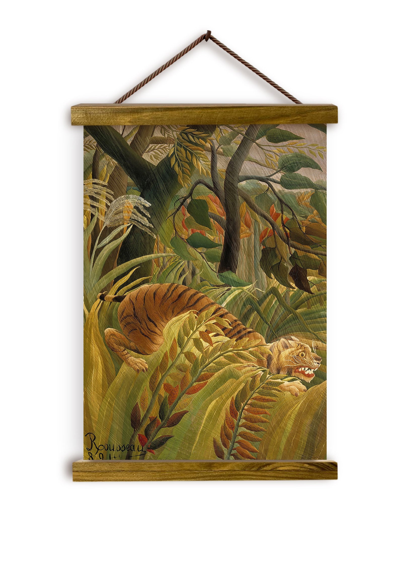 Tiger in a Tropical Storm Pounce on Its Prey Jungle Painting by Henri ...