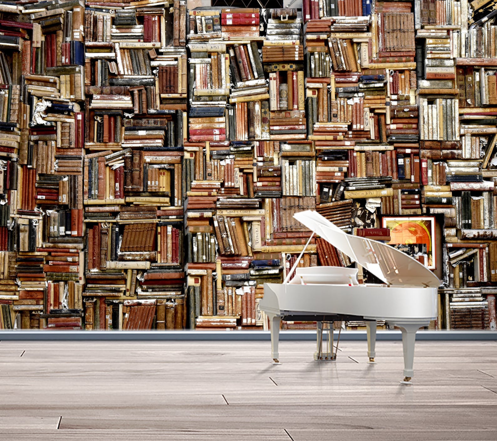 Books Library Wall Mural Bookshelves Wallpaper Reading Room Mural Old ...