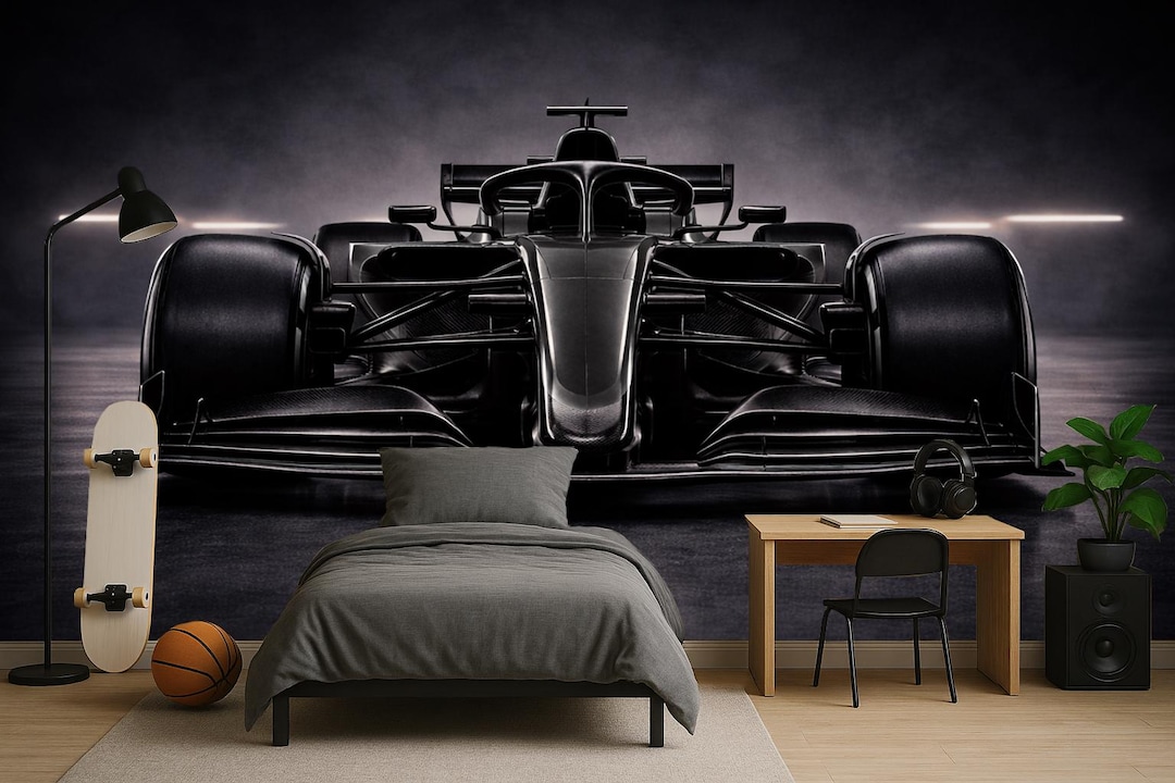 Black Formula 1 Racing Car Wallpaper – Black Motorsport Wall Mural ...