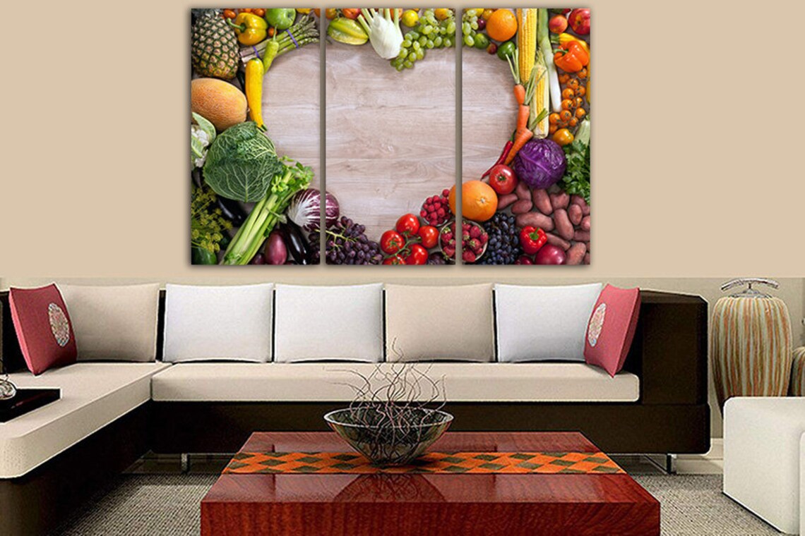Vegetable Canvas Fruit Decor Love Food Kitchen Decor Healthy | Etsy