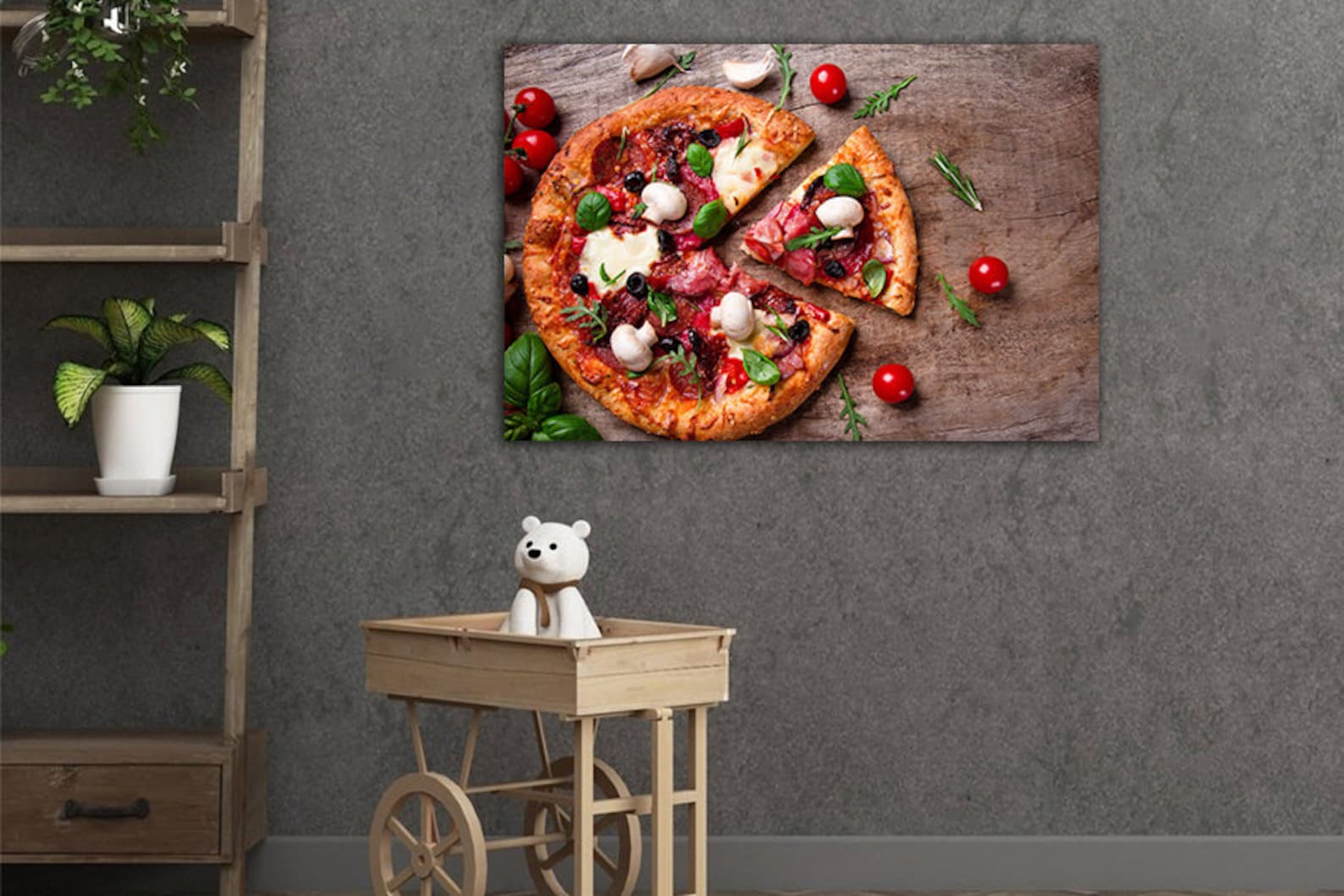Pizza Canvas Kitchen Decor Pizza Art Food Home Art Vegetable - Etsy