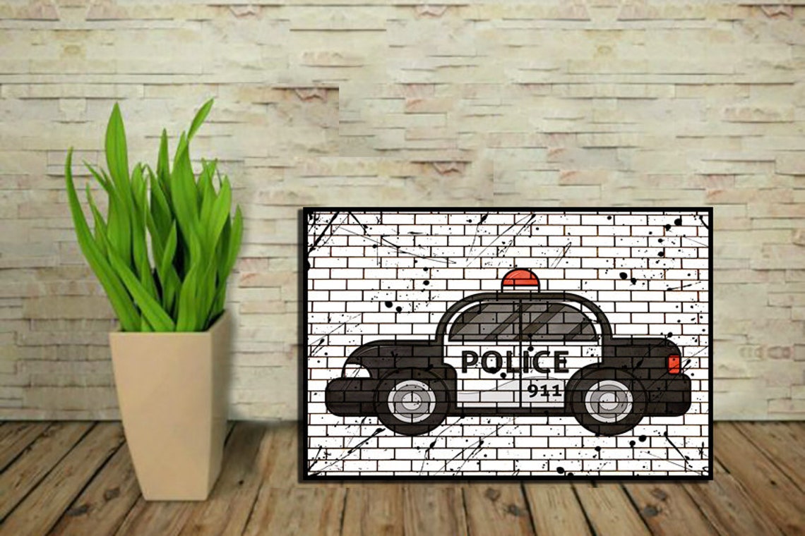 Police Poster Police Car Wall Art Police Car Print Engine Home | Etsy