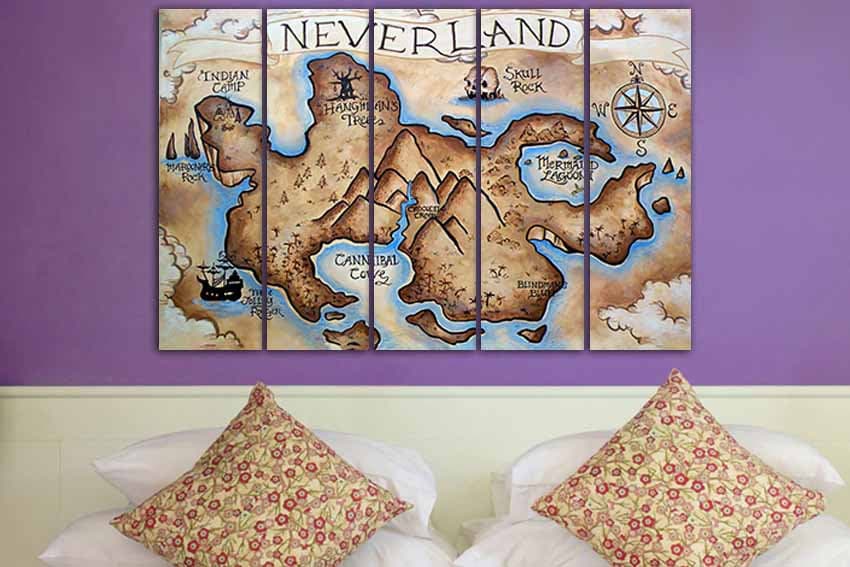 Neverland Canvas Map Wall Art Fantasy Maps Kid Map Game Room - Etsy