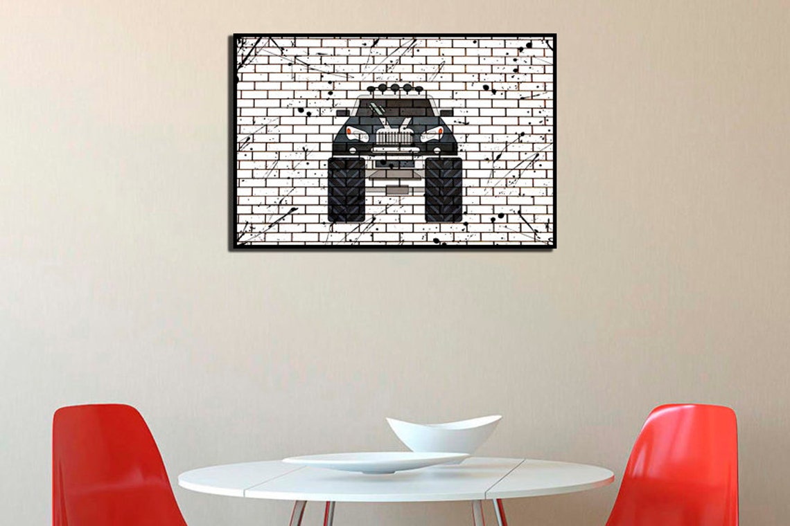 Monster Truck Poster Car Wall Art Truck Wall Decor Toddler | Etsy