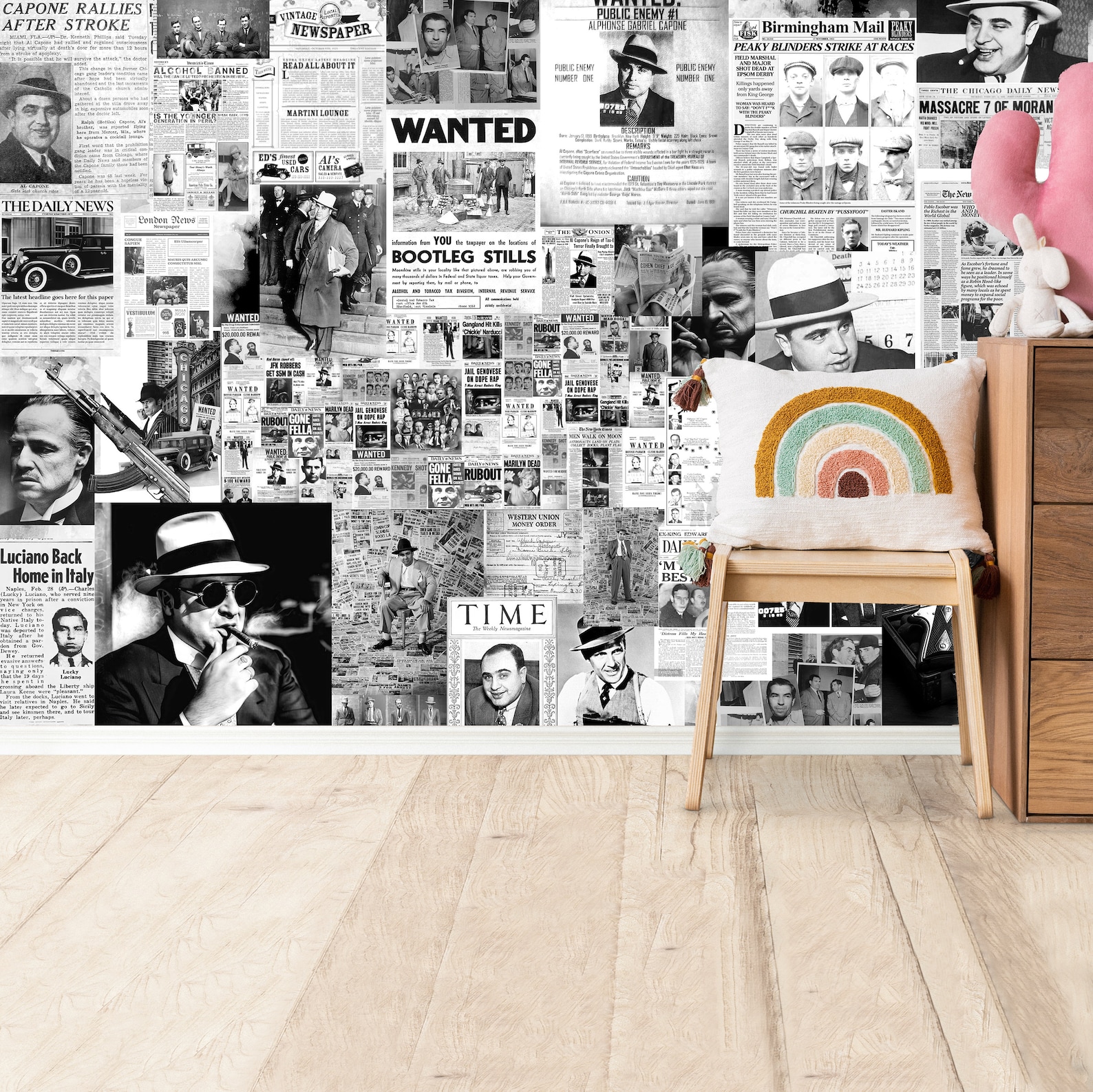Classic Gangster Wallpaper Black & White Wall Art Criminal Mural ...