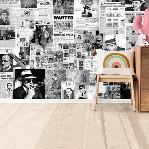 Classic Gangster Wallpaper Black And White Wall Art Criminal Mural