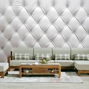 Luxury Leather Pattern Wallpaper White Textured Wall Mural Abstract ...