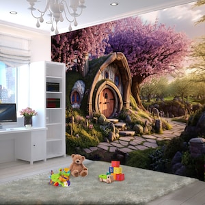 Hobbit Wallpaper Fantasy Door Mural With Hobbit House Perfect for ...