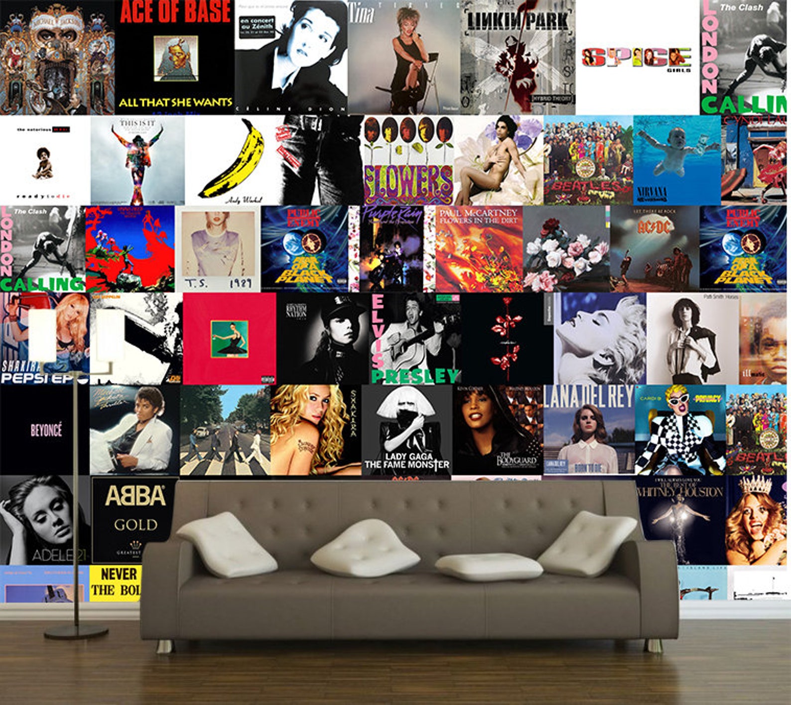 Retro Vinyl Records Wallpaper Collage Famous Music Artists & - Etsy