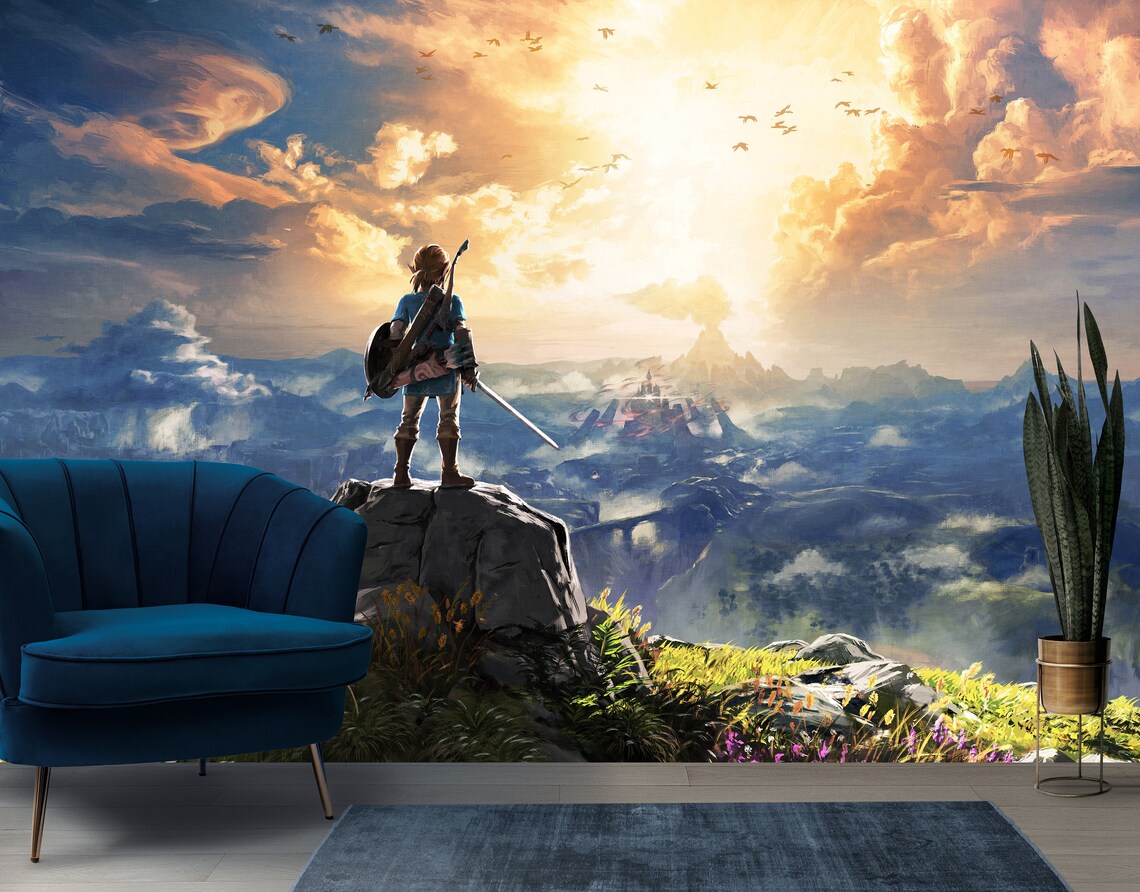 Zelda Wallpaper Zelda Mural Vinyl Wallpaper Legend of Zelda Wall Mural ...