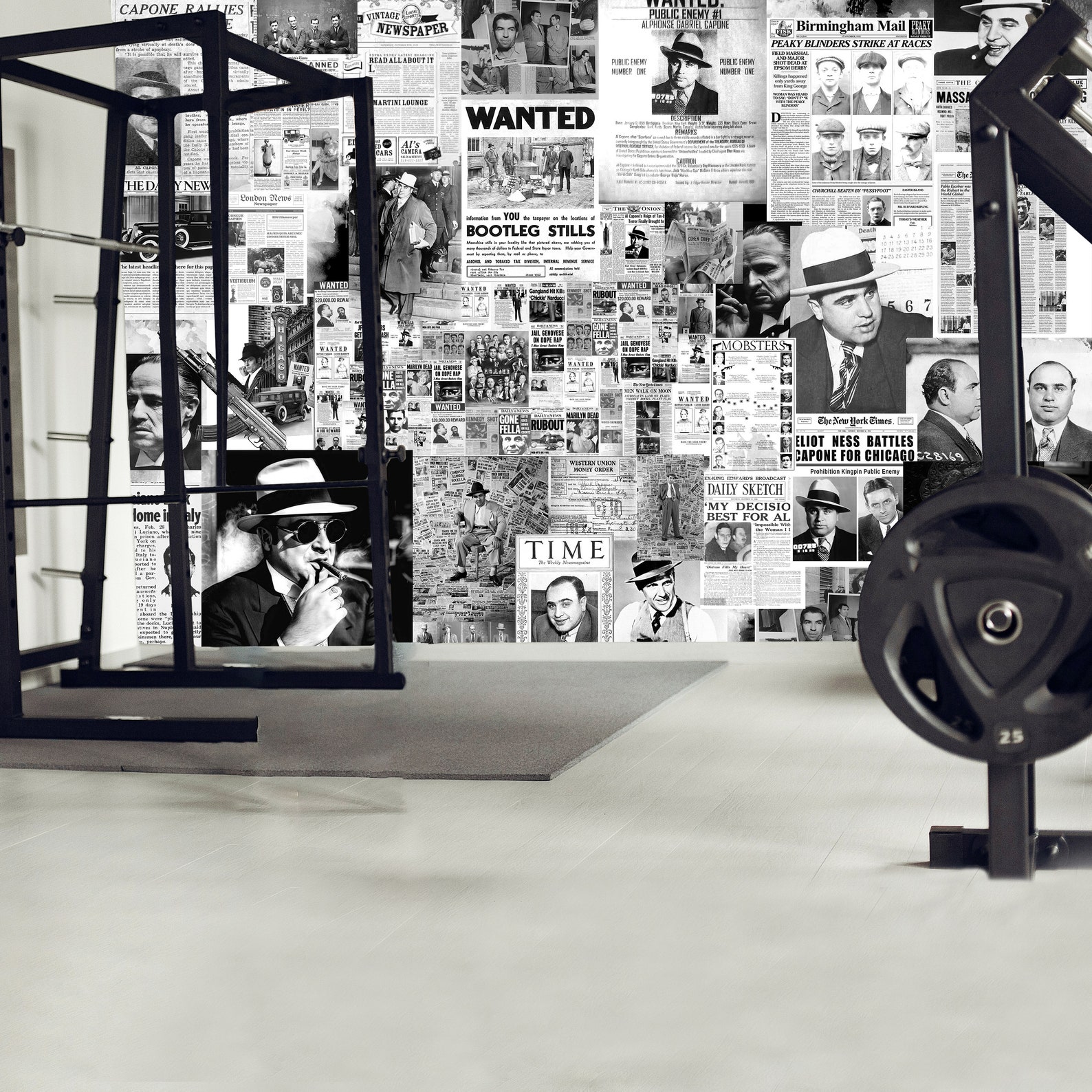 Classic Gangster Wallpaper Black & White Wall Art Criminal Mural ...