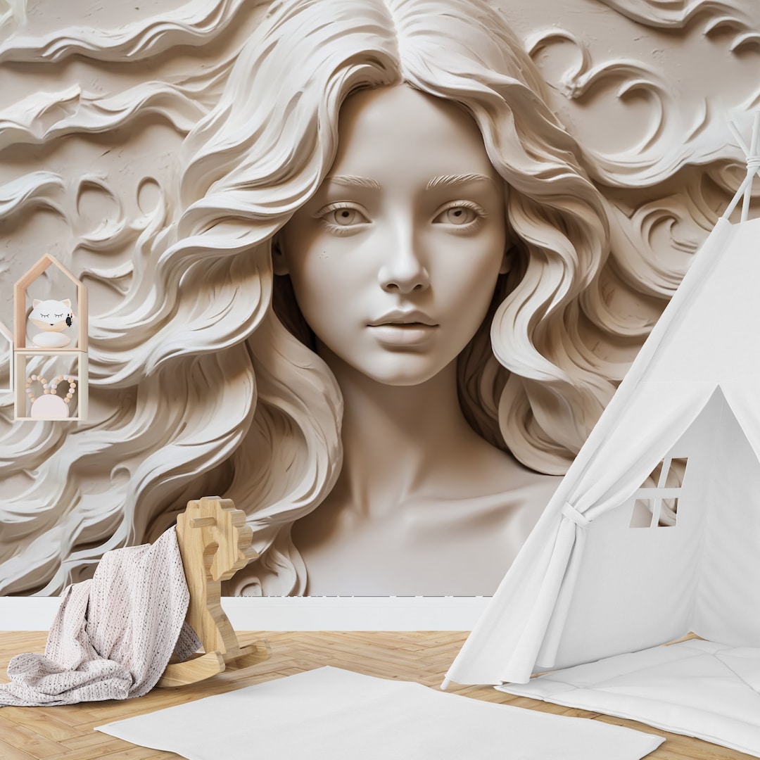3D Woman Wall Mural Abstract Peel & Stick Sculpture Wallpaper Bedroom ...