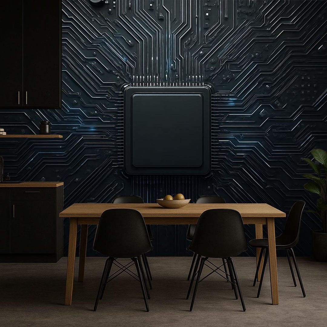 Dark Tech Circuit Wallpaper – Futuristic Microchip Wall Mural, Abstract ...