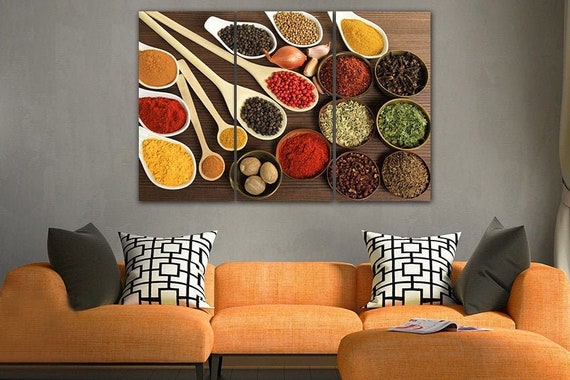 Spices Canvas Herb Decor Kitchen Decor Healthy Food Restaurant - Etsy