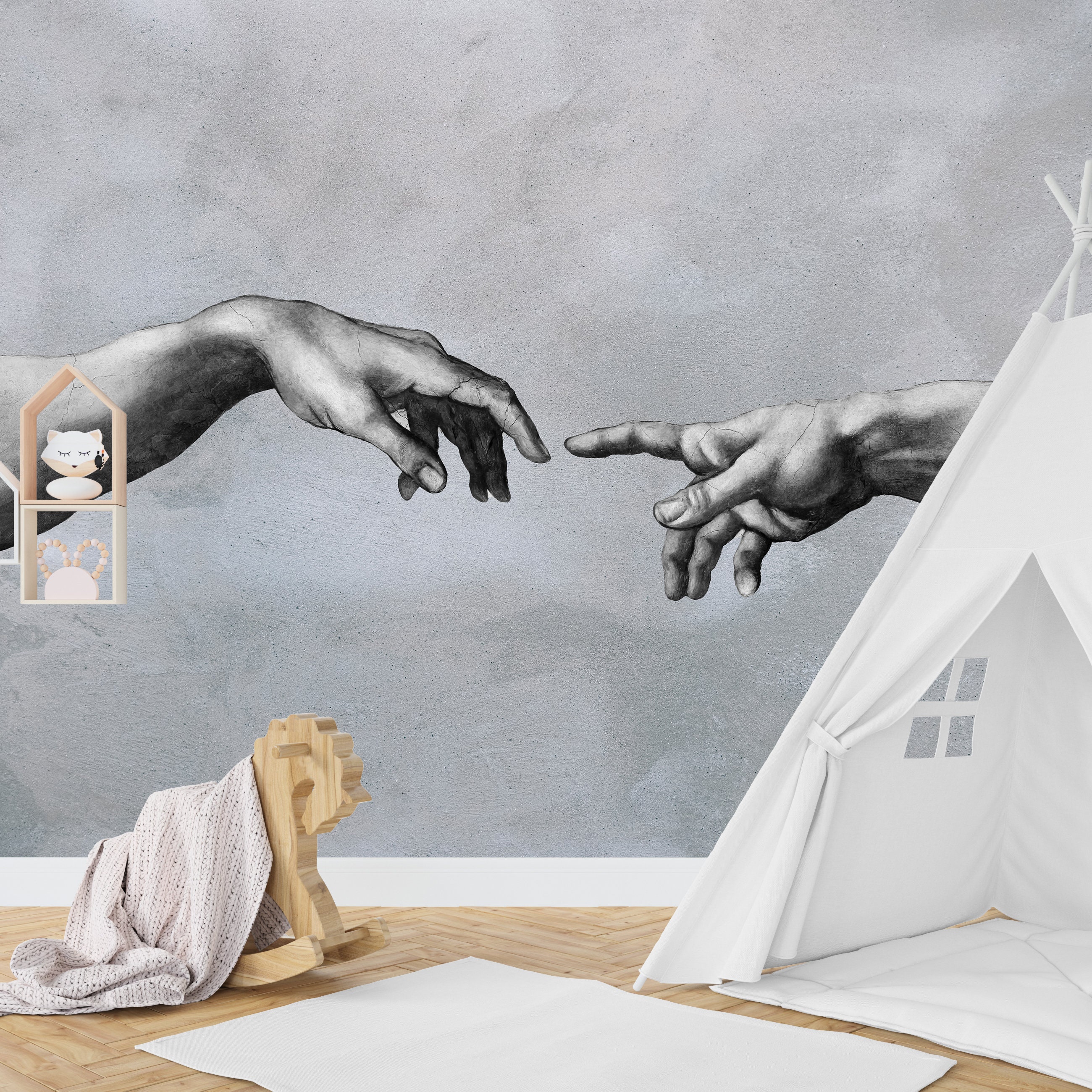 Black White Renaissance Mural Reproduction Peel and Stick Art Wallpaper ...