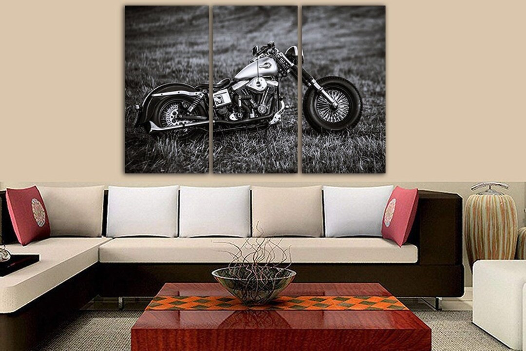 Motorbike Canvas American Décor Motorcycle Print Engine Décor Motorbike ...