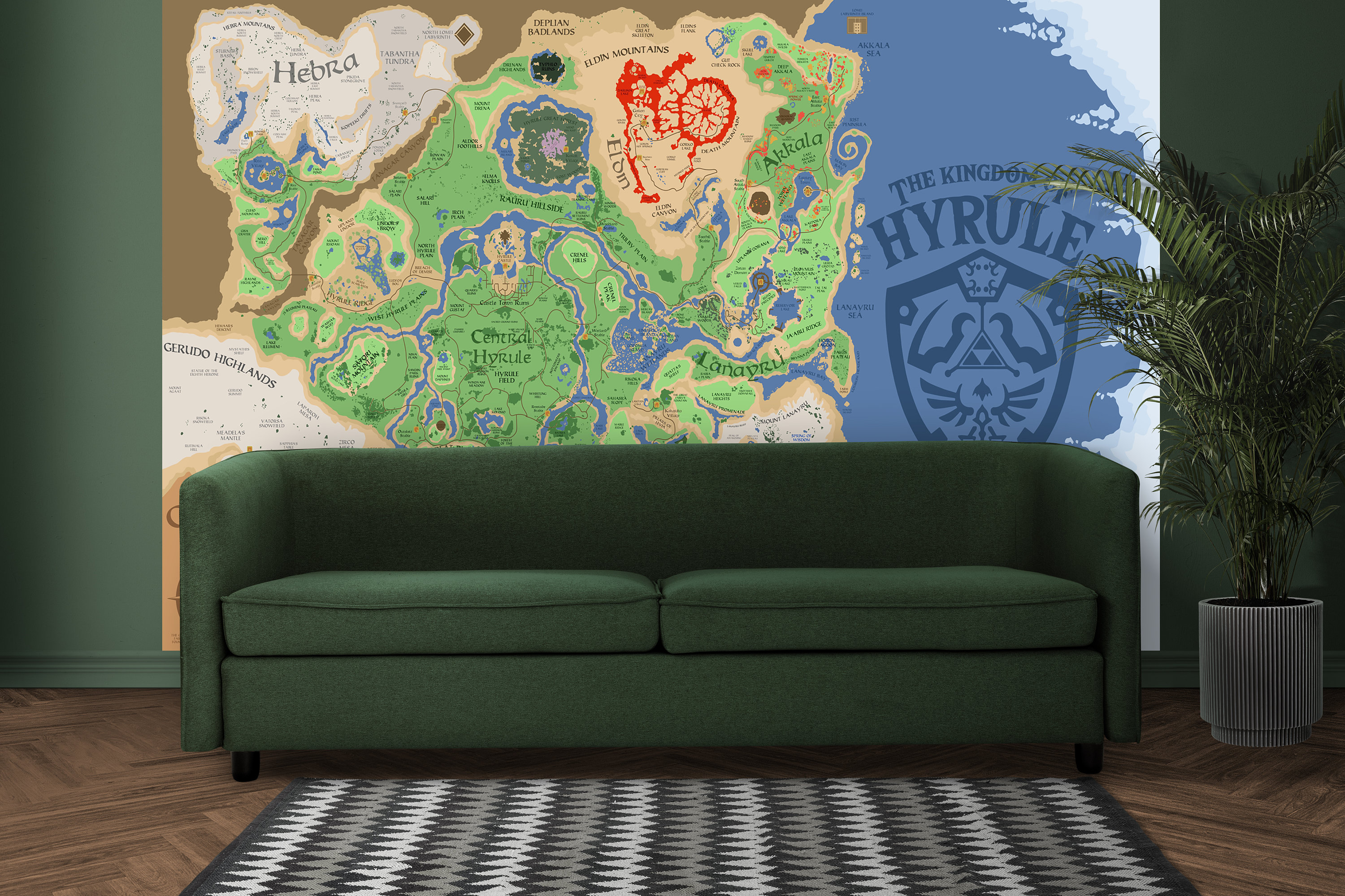 Zelda Map Hyrule Wallpaper & Gaming Mural Legend of Zelda - Etsy