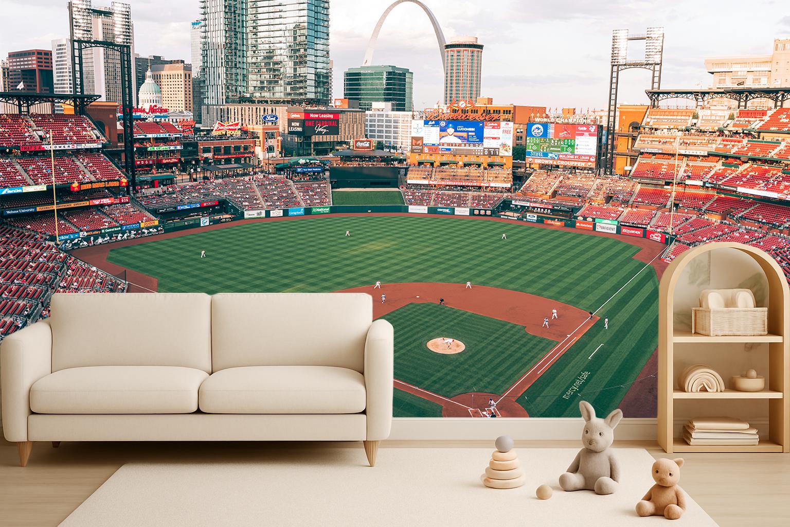 Baseball Stadium Wallpaper Peel and Stick Sports Wall Mural Retro ...