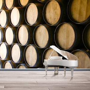 Wooden Barrels Wine Wallpaper Wall Art Mural Wine Cellar Bar Wall Mural ...