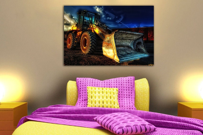 Wall Art Canvas Construction Machines Mechanism Decor Excavator Art ...