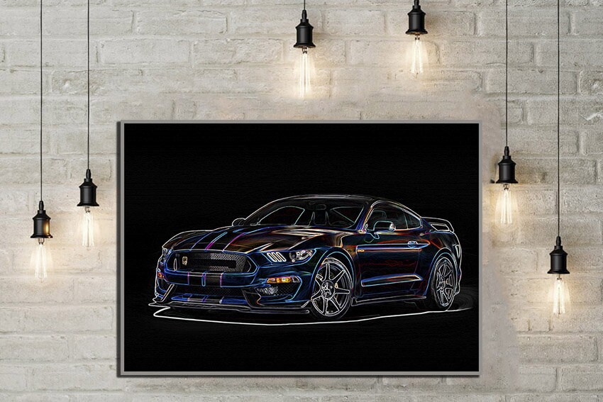 Ford Mustang Poster Mustang Drawing Mustang Fastback Mustang - Etsy