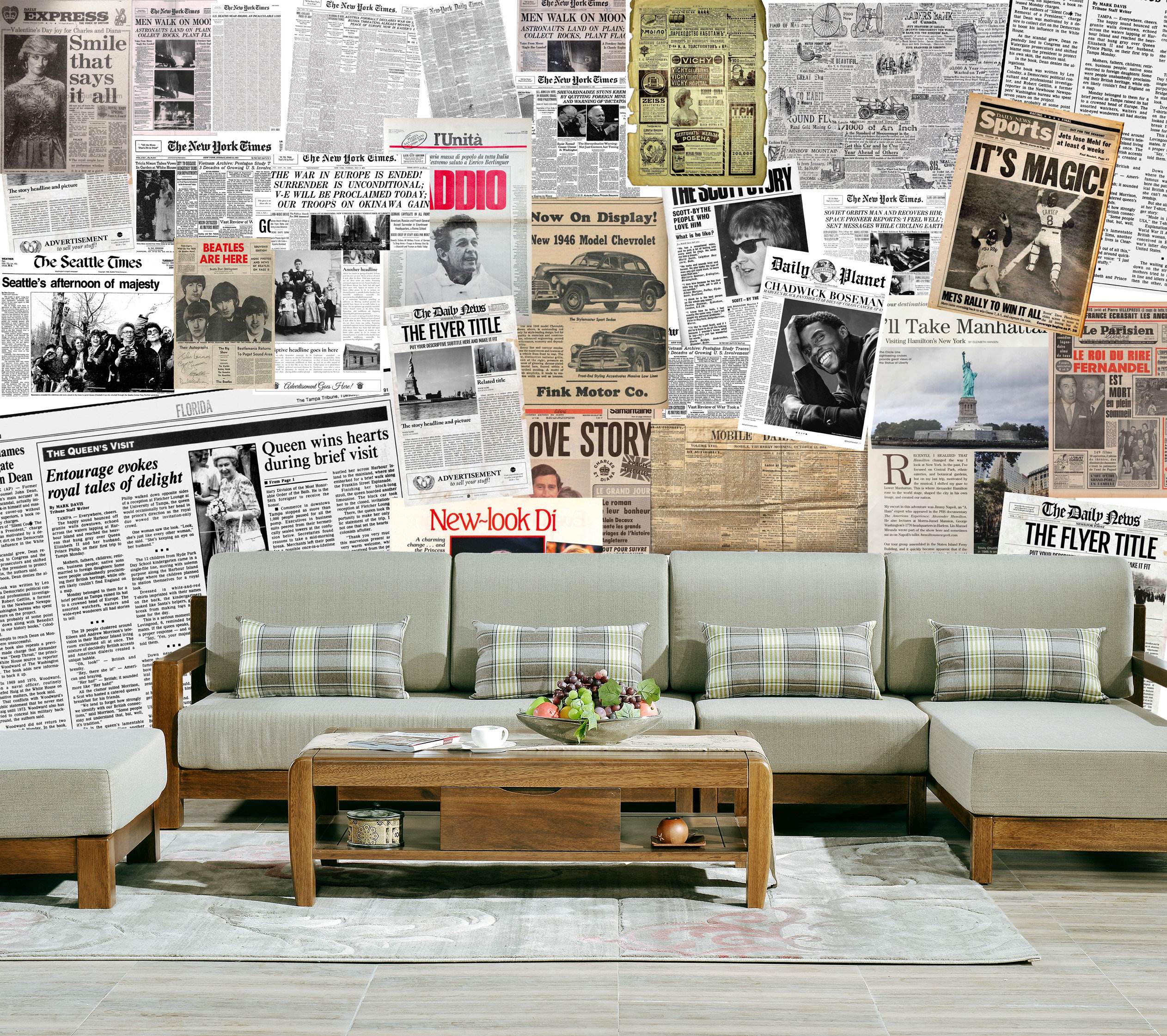 Newspaper Collage On Wall