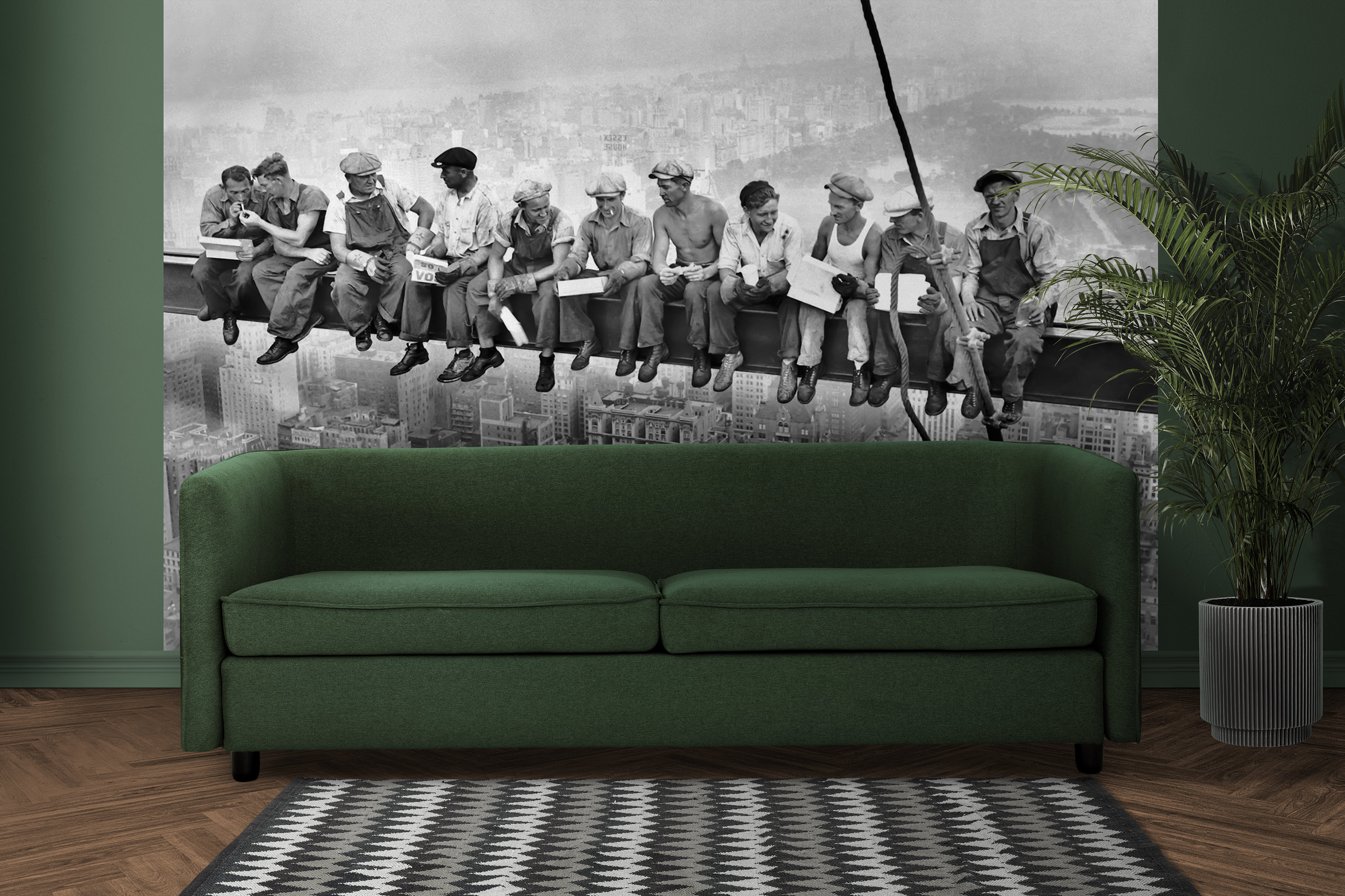 Lunch Atop a Skyscraper Wallpaper New York Wall Mural Black - Etsy