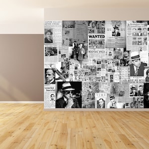 Classic Gangster Wallpaper Black And White Wall Art Criminal Mural