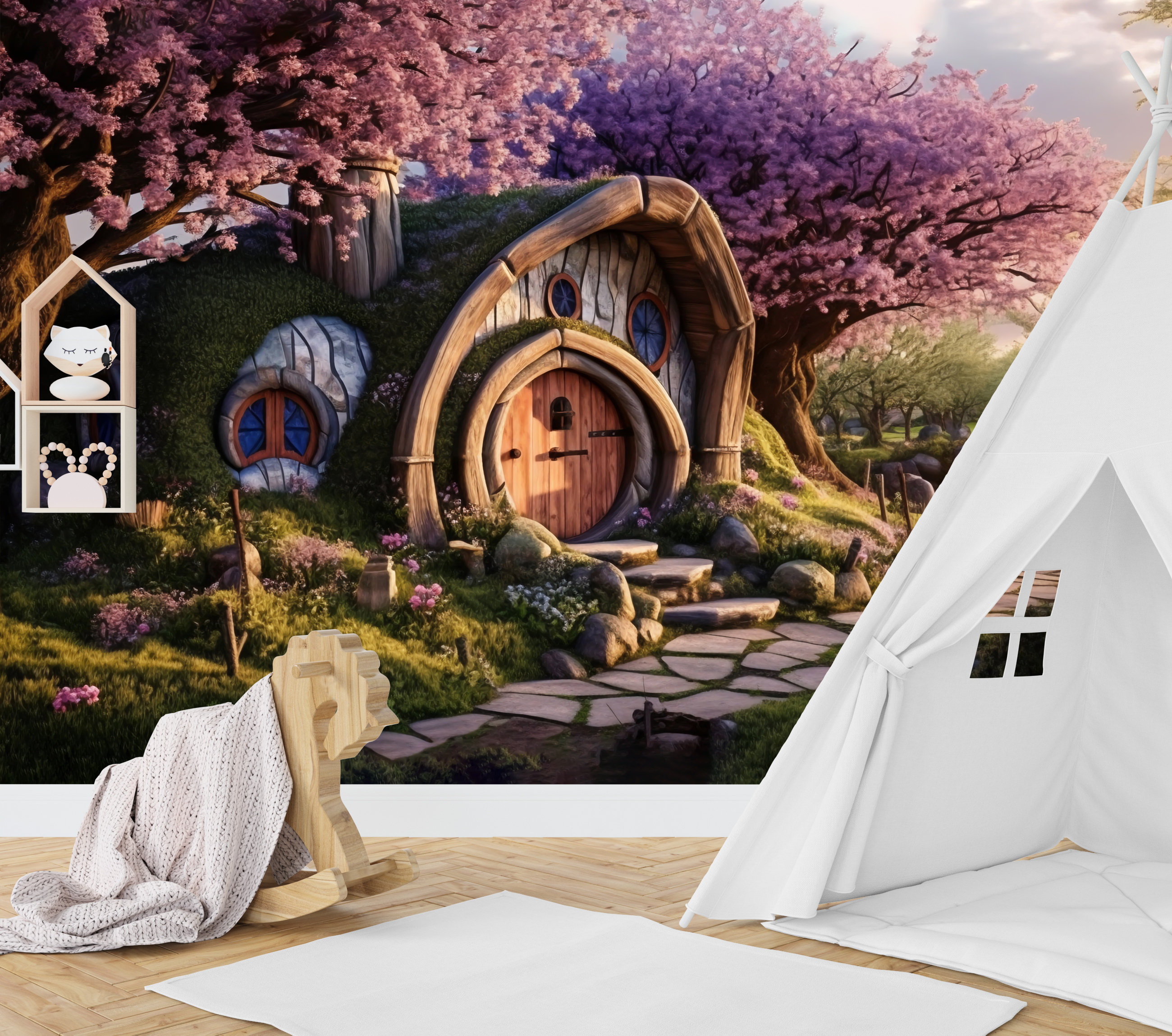 Hobbit Wallpaper Fantasy Door Mural With Hobbit House Perfect for ...