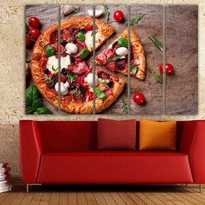 Pizza Canvas Kitchen Decor Pizza Art Food Home Art Vegetable Print ...