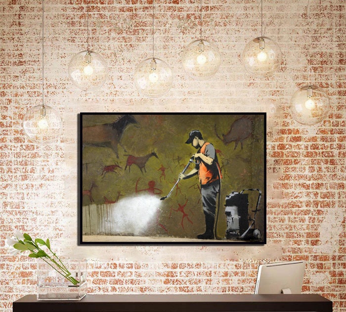 Man Wall Poster Street Cleaning Print Artist Prints Washing Wall Art ...