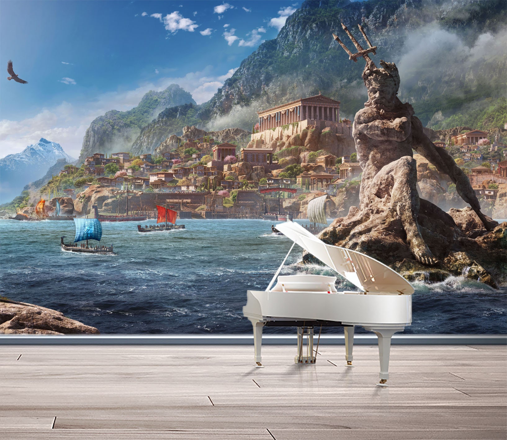 Poseidon God Wallpaper Greek Ancient Wall Mural Mythology Peel & Stick ...