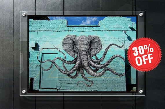 Elephant Octopus Elephant Poster Octopus Tentacles Elephant | Etsy