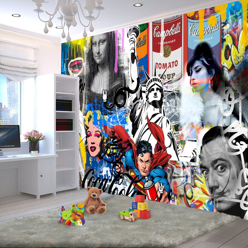 Graffiti Street Art Urban Wallpaper Peel & Stick Abstract Wall Mural ...