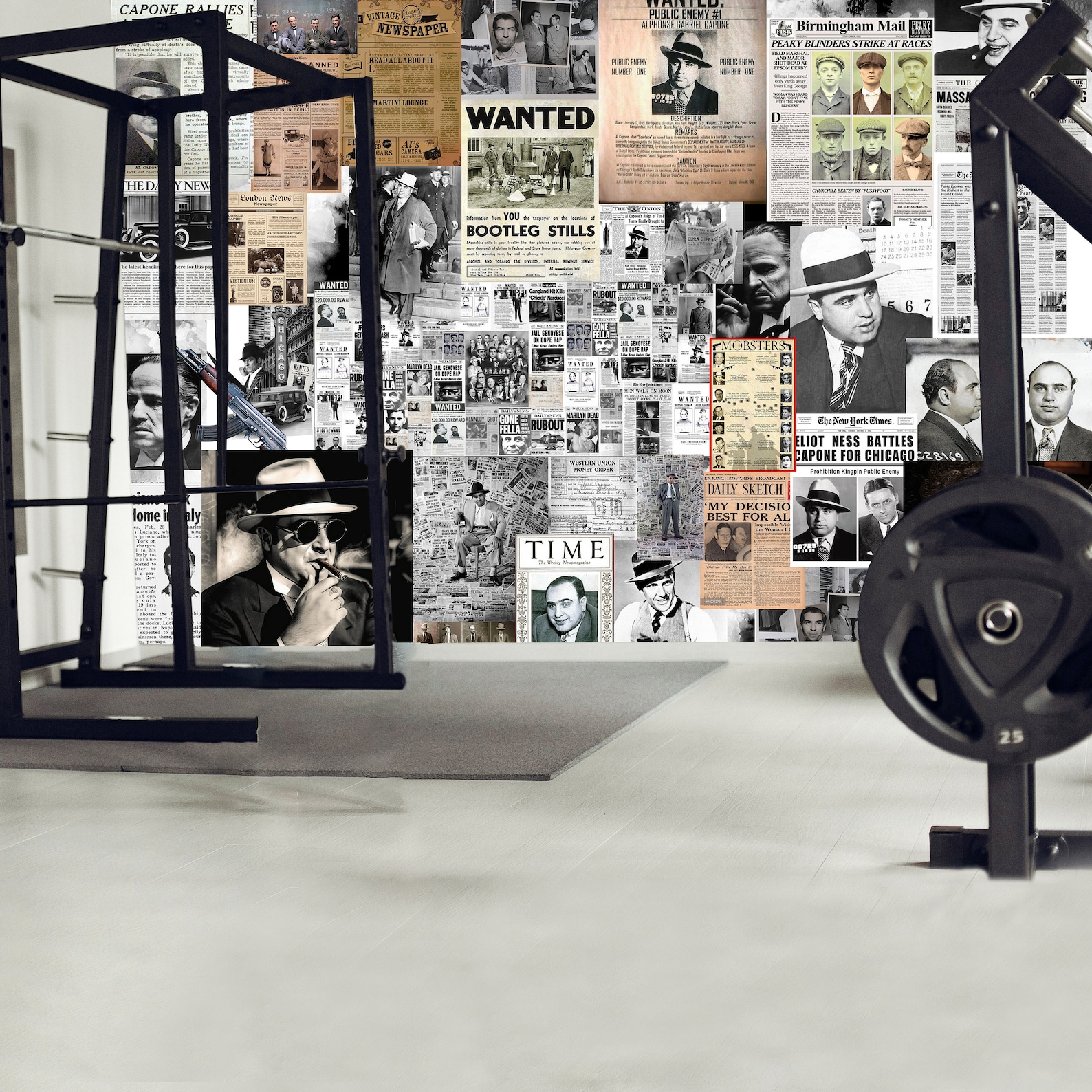 Vintage Gangster Wallpaper Black and White Newspaper Mural Peel and ...