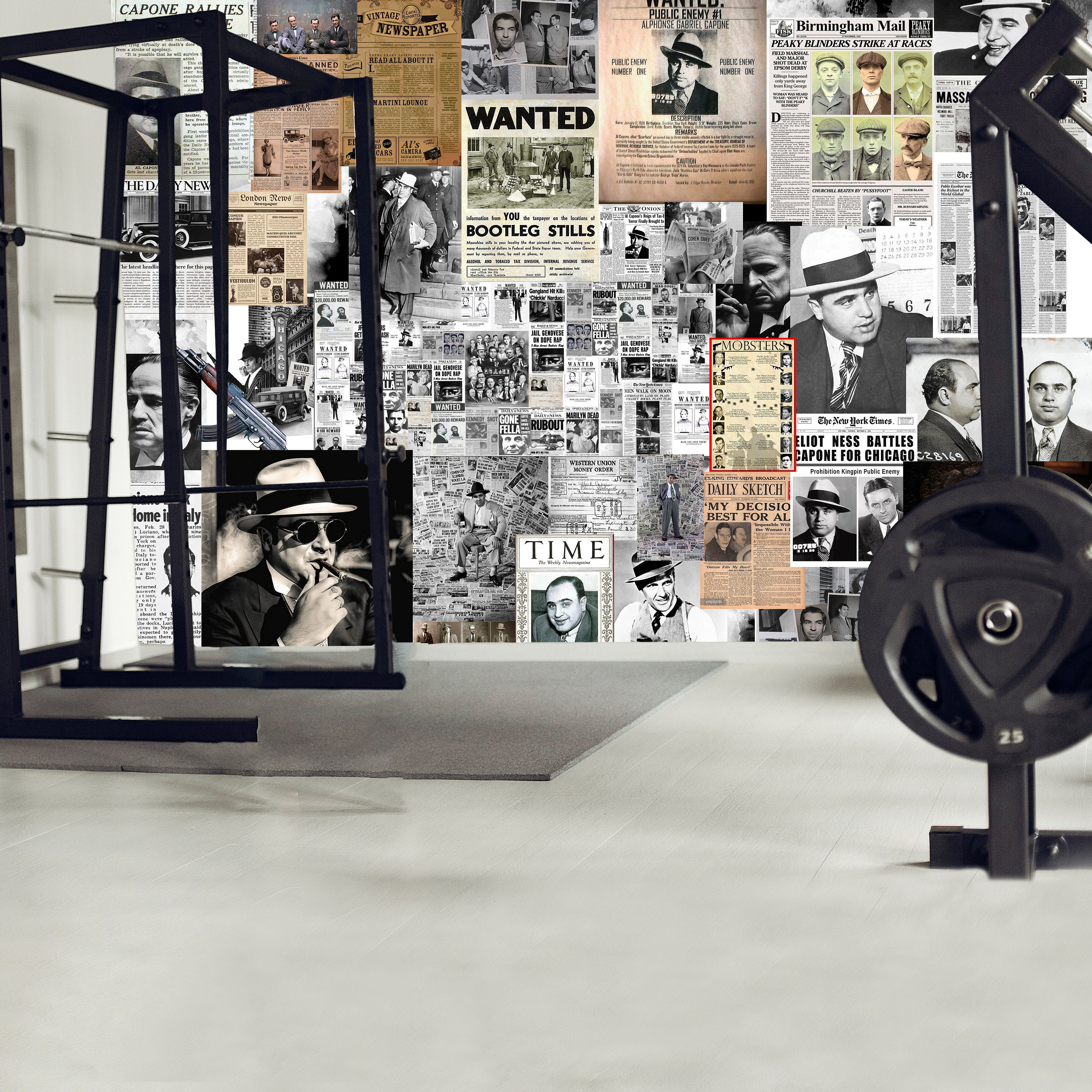 Vintage Gangster Wallpaper Black and White Newspaper Mural Peel and ...