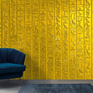 Gold Hieroglyph Wallpaper Ancient Egyptian Wall Mural Self-adhesive ...