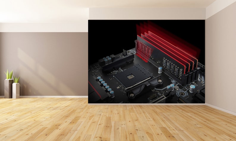 Motherboard Mural Computer Technology Wall Art Circuit Board Wallpaper ...