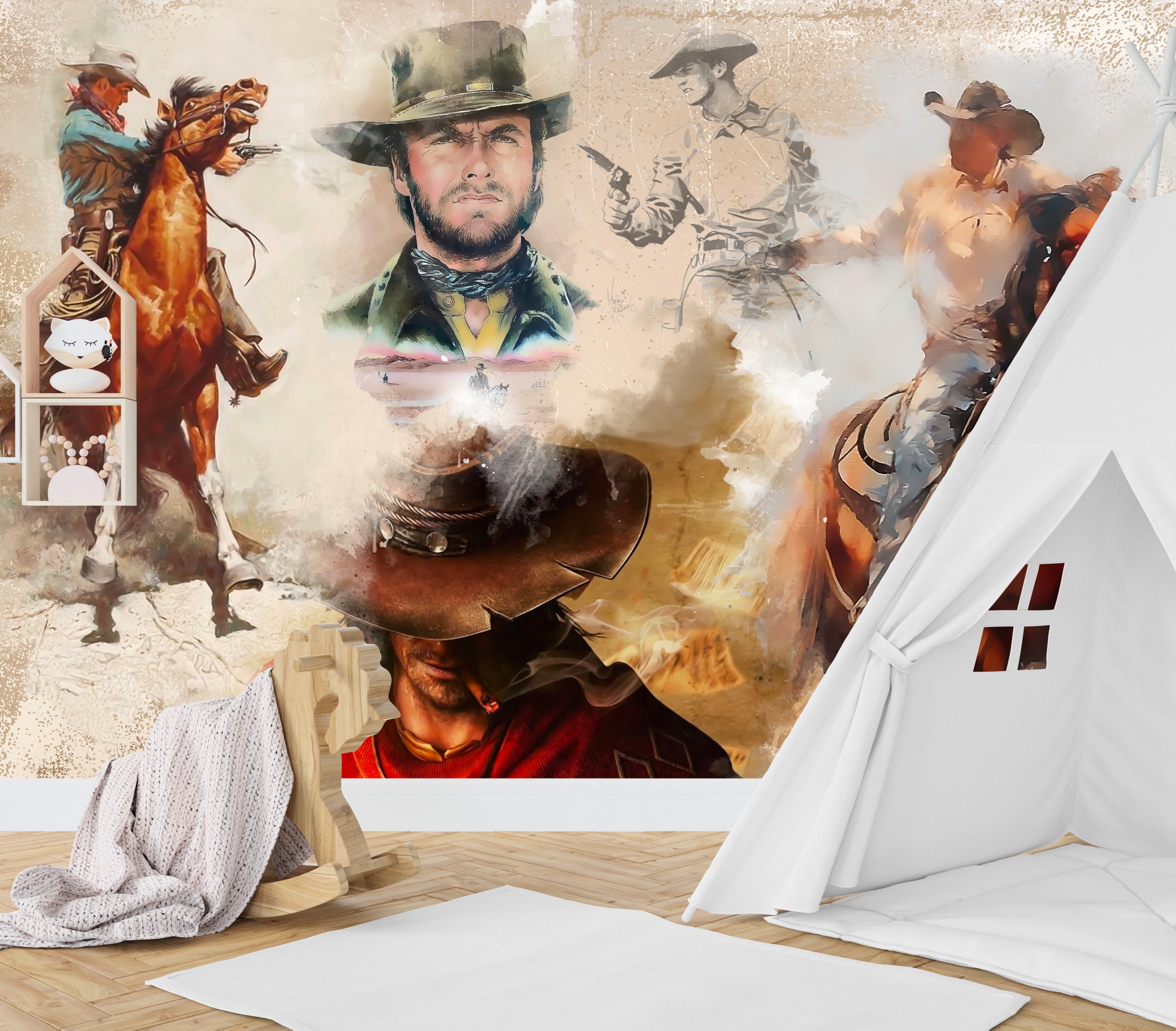 Wild West Wallpaper Cowboy Horse Wall Mural Southwestern Wallpaper ...