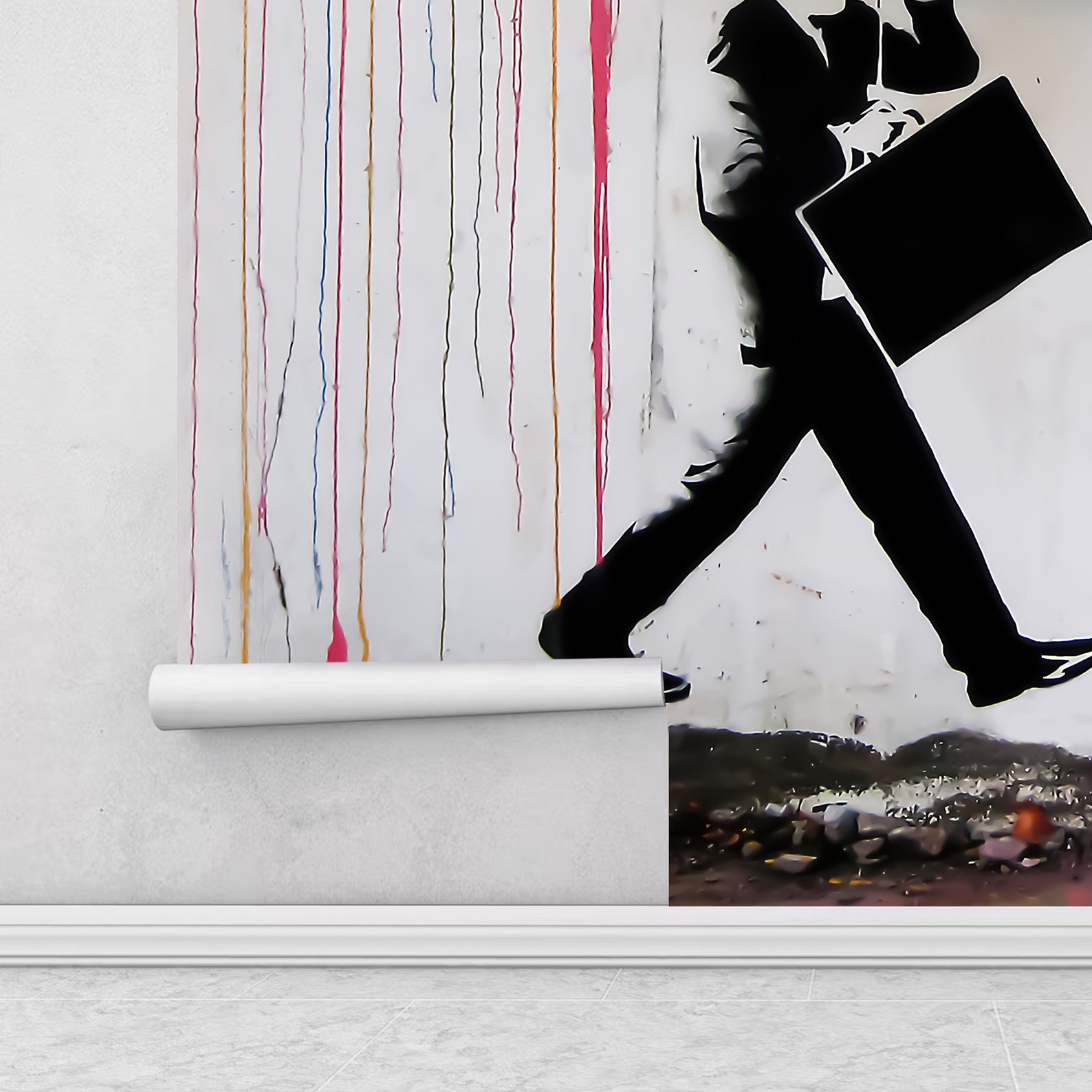 Rainbow Rain Graffiti Wall Mural Modern Street Art Wallpaper Artist ...