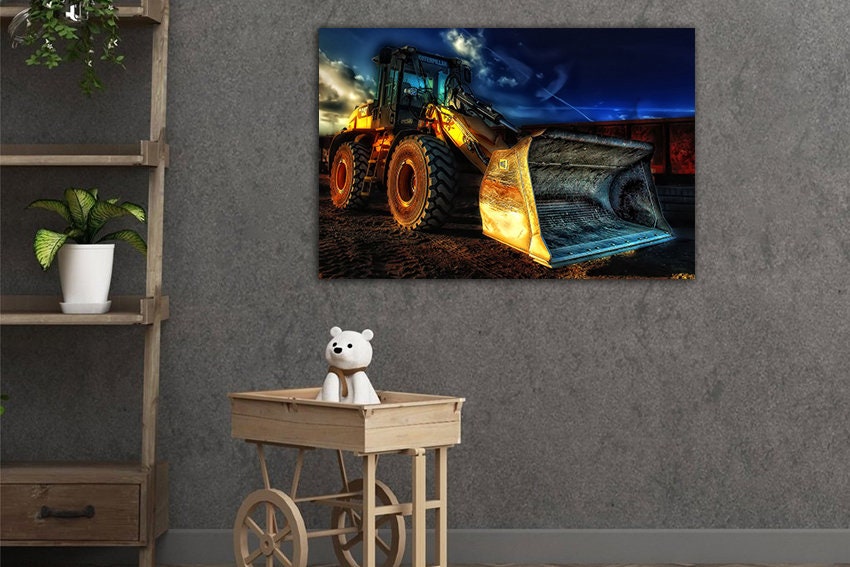 Wall Art Canvas Construction Machines Mechanism Decor Excavator Art ...
