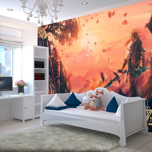Zelda Gaming Art Wallpaper Breath of the Wild Wall Mural Peel and Stick ...