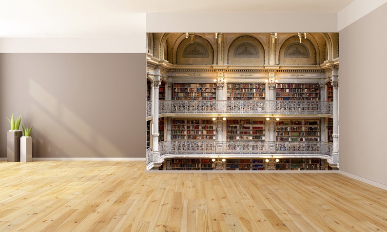 Library Wallpaper Wall Mural Home Office Wallpaper Peel and Stick Study ...