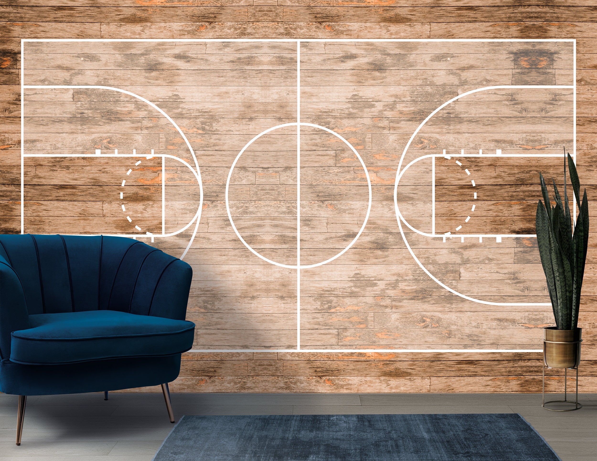 3D Basketball Court Wallpaper Backboard Wall Mural Peel & Stick ...