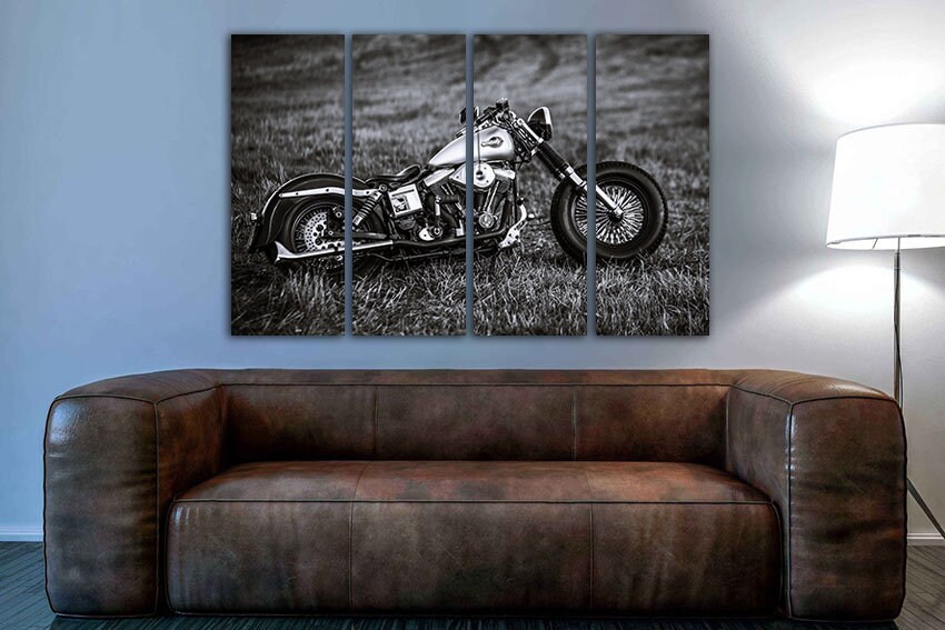 Motorbike Canvas American Décor Motorcycle Print Engine Décor - Etsy