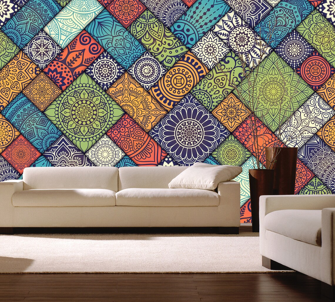 Mandala Wallpaper Yoga Wall Mural Religion Buddhism Peel and - Etsy