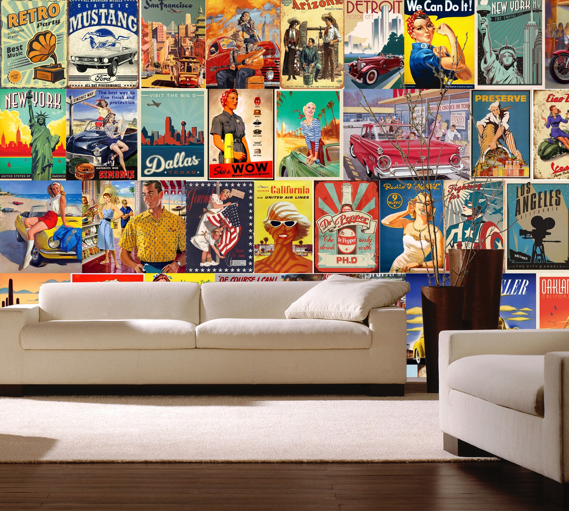 Retro Poster Wallpaper Vintage Wall Mural Pop Art Vintage - Etsy